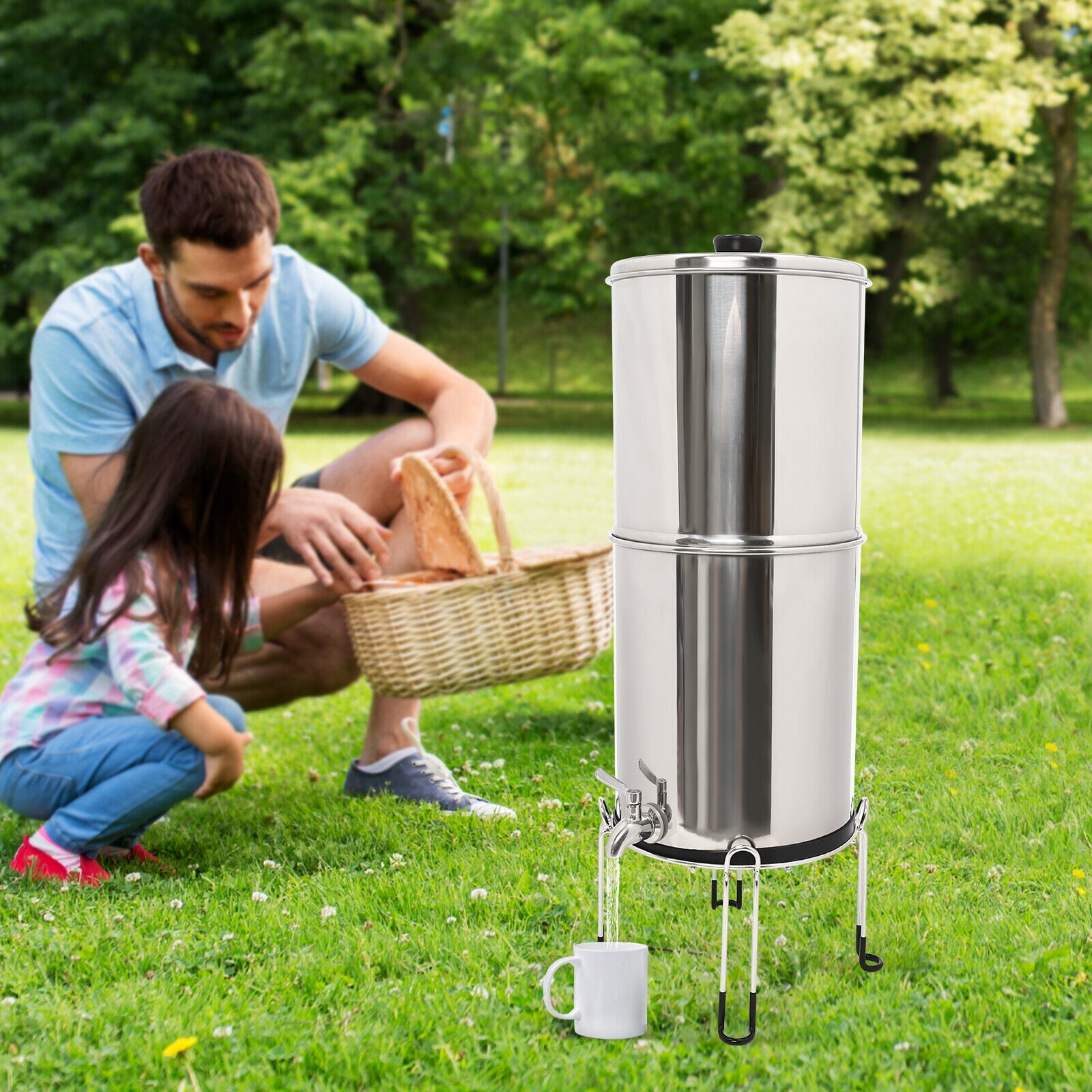 2.25 Gallon Gravity-fed Water Filter System with 2 Filters Washable ...