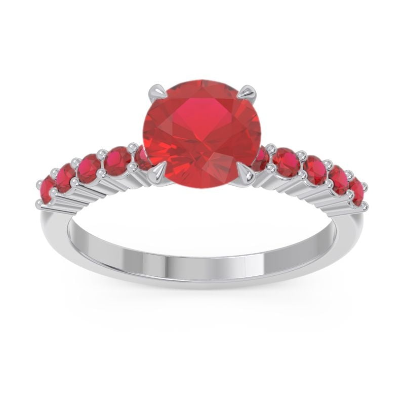 2.25 T.C.W Round Shape Red Ruby Gemstone Sparkle Engagement Ring for ...