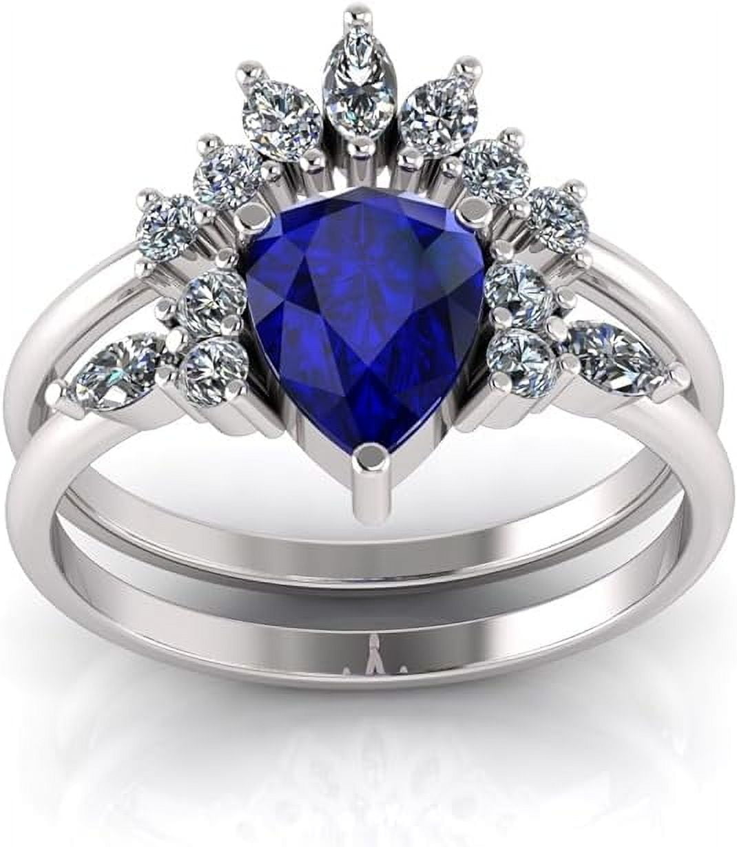 2.25 ct Blue Sapphire Gemstone Ring for Women 925 Sterling Silver Ring ...