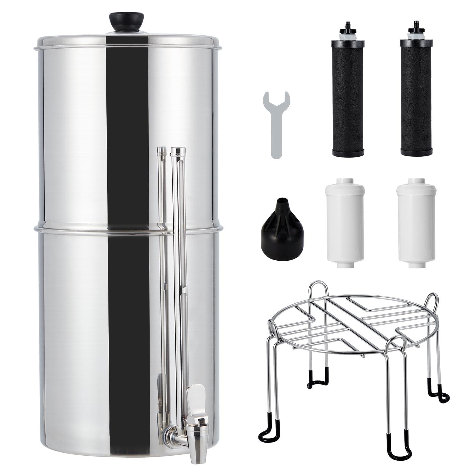 2.25G Gravity-Fed Water Filter System, 304 Stainless Steel Countertop ...