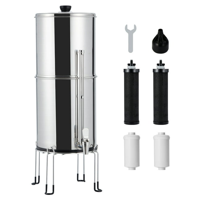 2.25G Gravity-Fed Water Filter System, 304 Stainless Steel Countertop ...