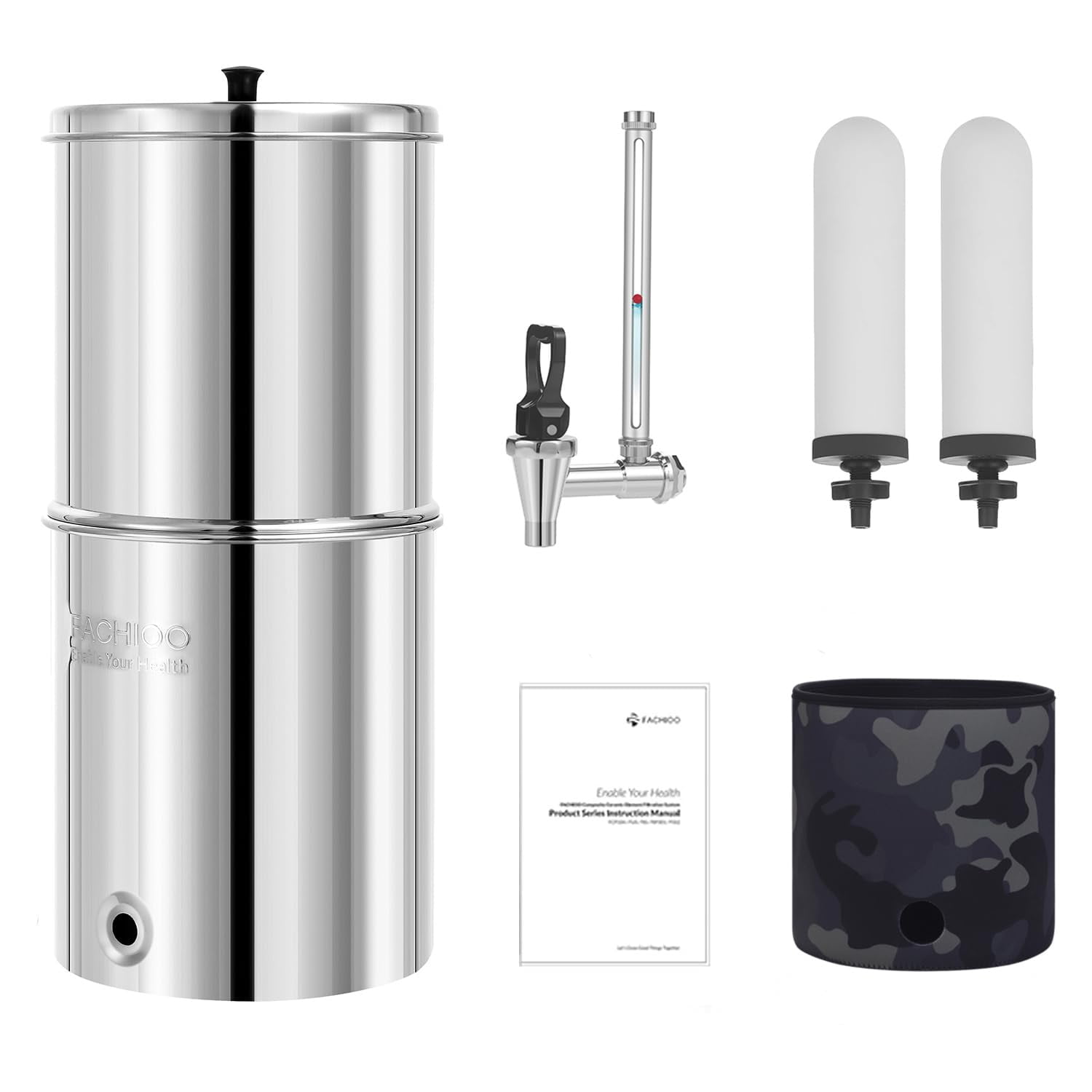 2.25G Gravity Water Filter System, 304 Stainless Steel Countertop ...