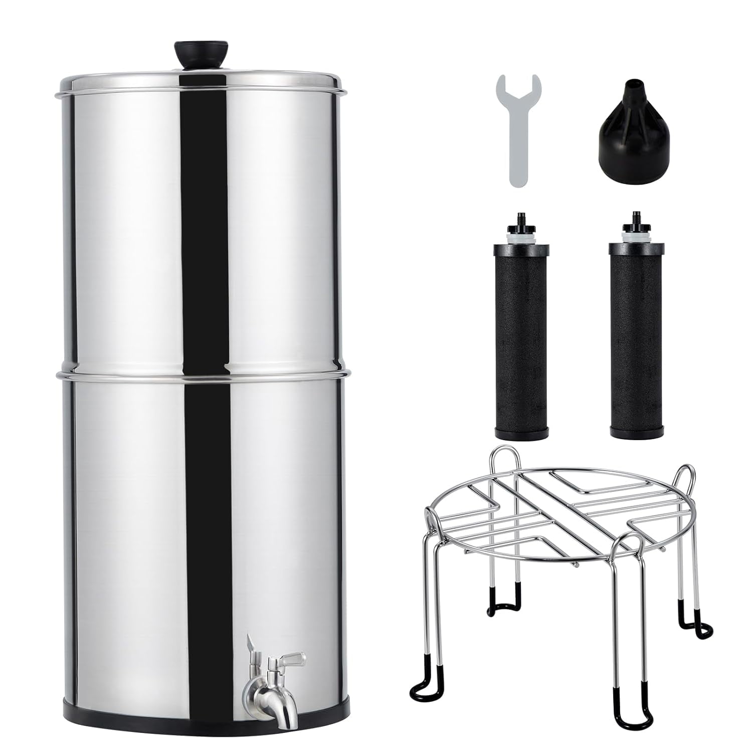 2.25G Gravity-fed Water Filter System, 304 Stainless Steel Countertop ...