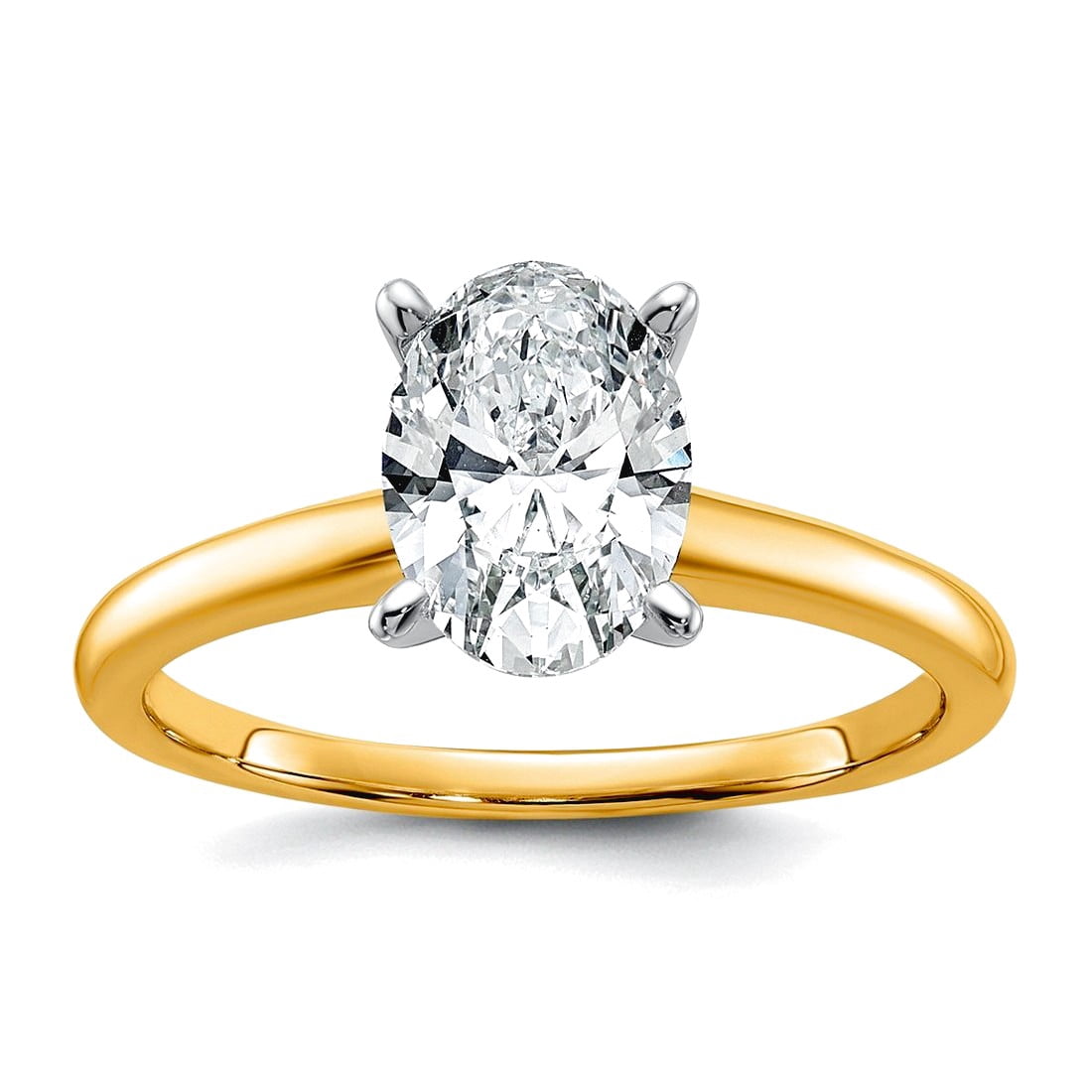 2.25mm 14k Solid Gold Two-tone 1 1/2 Ct Lab Grown Diamond SI+ G+ Oval ...