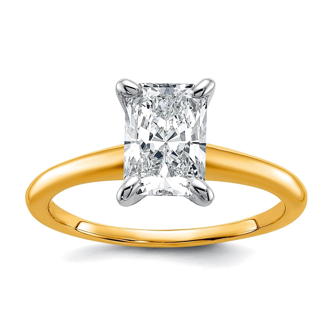 2.25mm 14k Solid Gold Two-tone 1 1/4ct Lab Grown Diamond SI+ G+ Radiant ...