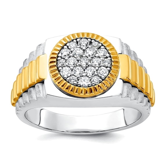 2.25mm 14k Solid Gold Two-tone 1/2 Ct Lab Grown Diamond SI+ G+ Ribbed ...