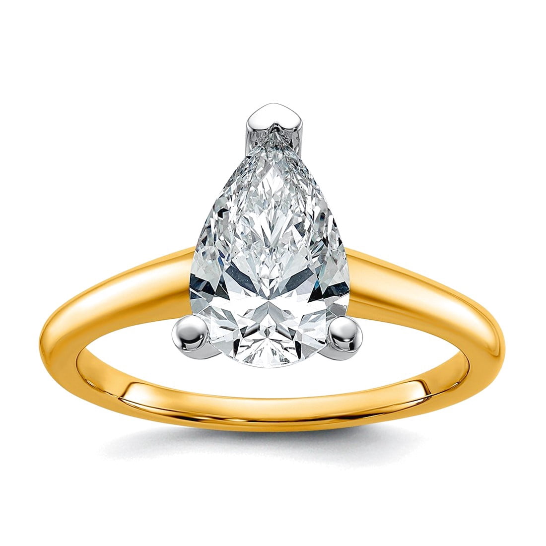 2.25mm 14k Solid Gold Two-tone 1 3/4ct Lab Grown Diamond SI+ G+ Pear ...