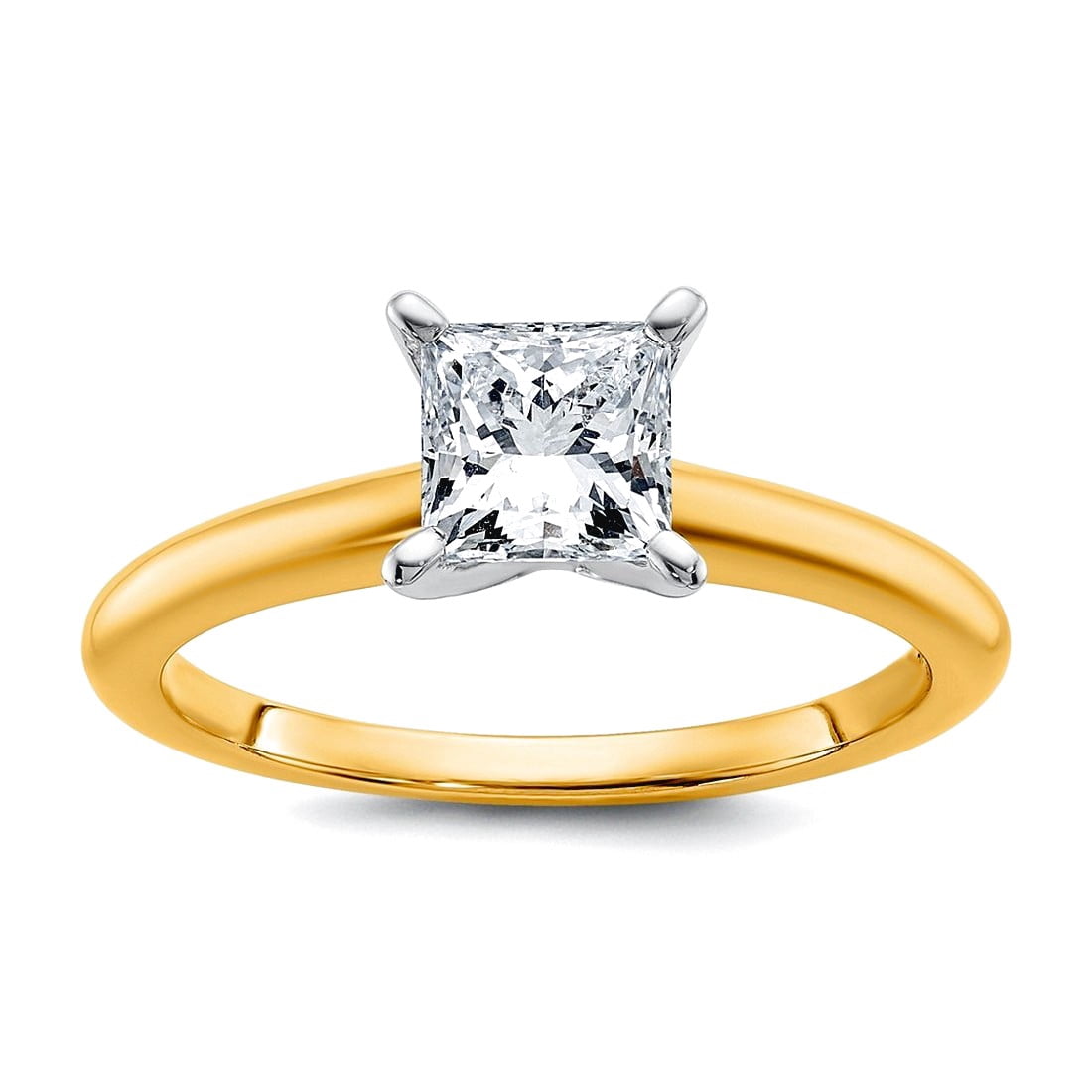 2.25mm 14k Solid Gold Two-tone 1 Ct Lab Grown Diamond SI+ G+ Princess ...