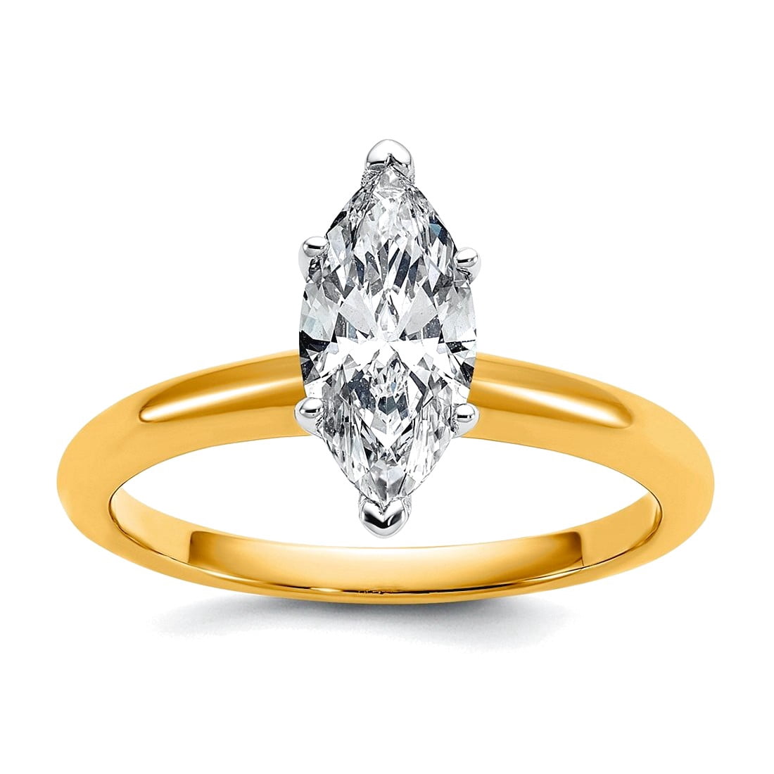 2.25mm 14k Solid Gold Two-tone 1 Ct Lab Grown Diamond VS+ F+ Marquise ...