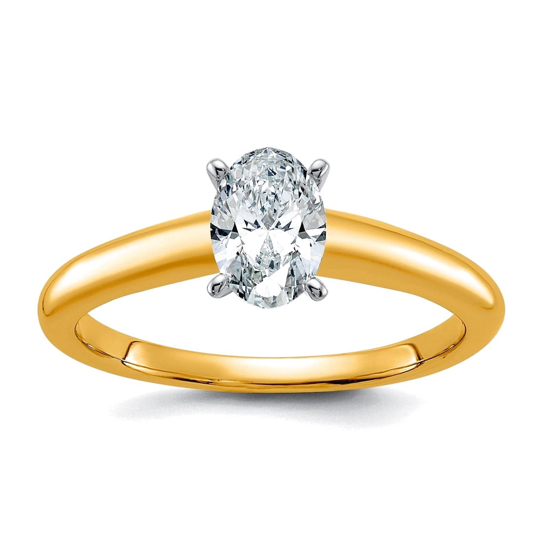 2.25mm 14k Solid Gold Two-tone 3/4 Ct Lab Grown Diamond VS+ F+ Oval ...