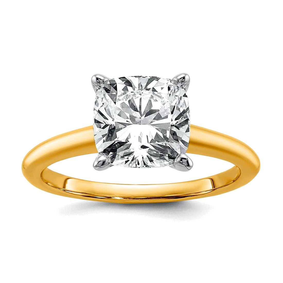 2.25mm 14k Solid Gold Two-tone 3 Ct Lab Grown Diamond SI+ G+ Cushion ...