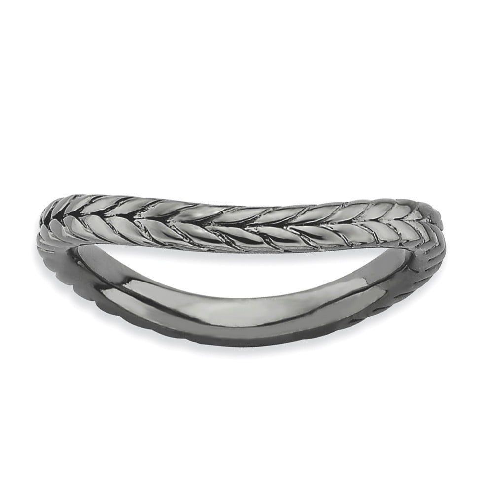2.25mm 925 Sterling Silver Patterned Ruthenium plating Stackable ...