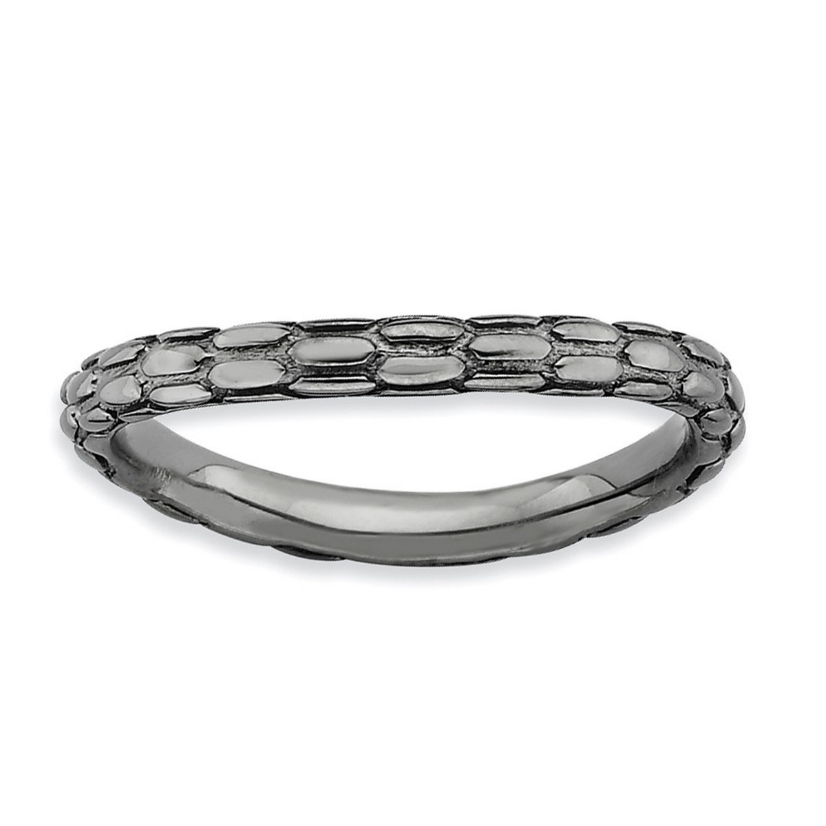 2.25mm 925 Sterling Silver Patterned Ruthenium plating Stackable ...