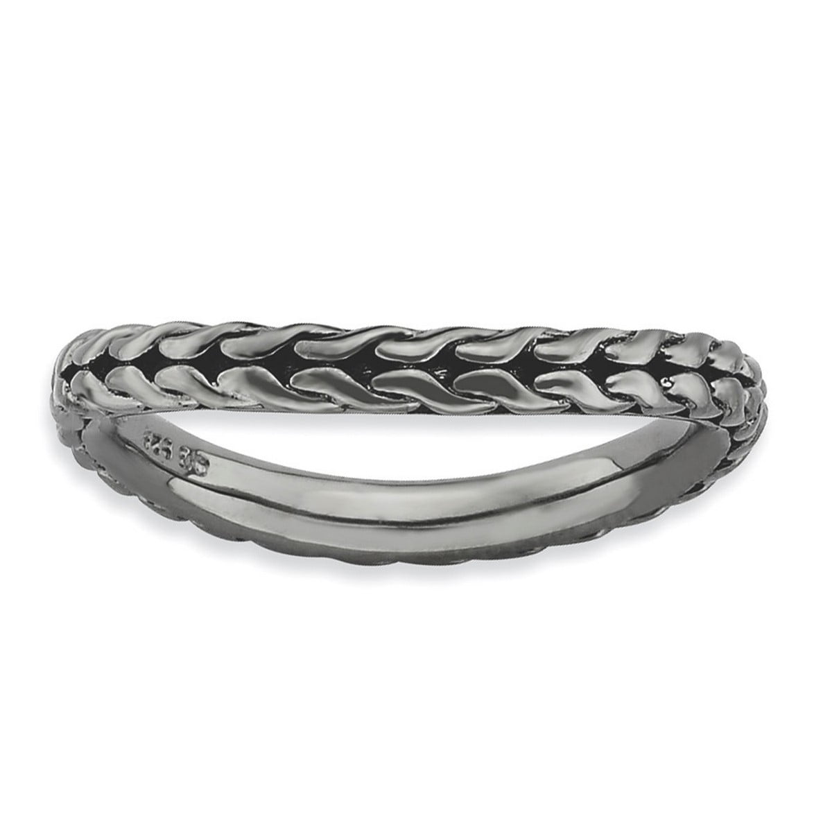 2.25mm 925 Sterling Silver Patterned Ruthenium plating Stackable ...