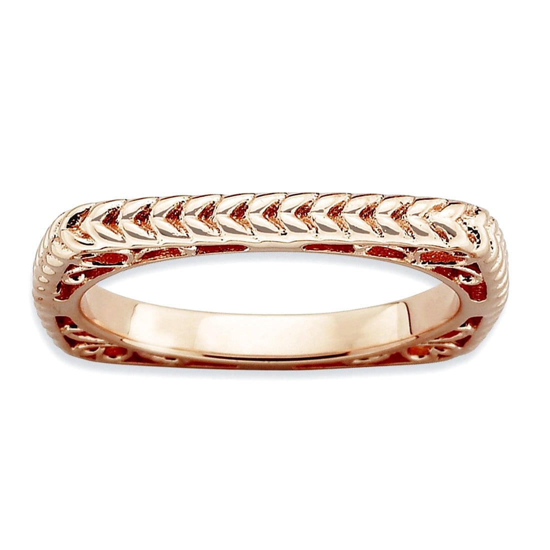 2.25mm 925 Sterling Silver Stackable Polished Pink Plate Square Ring ...