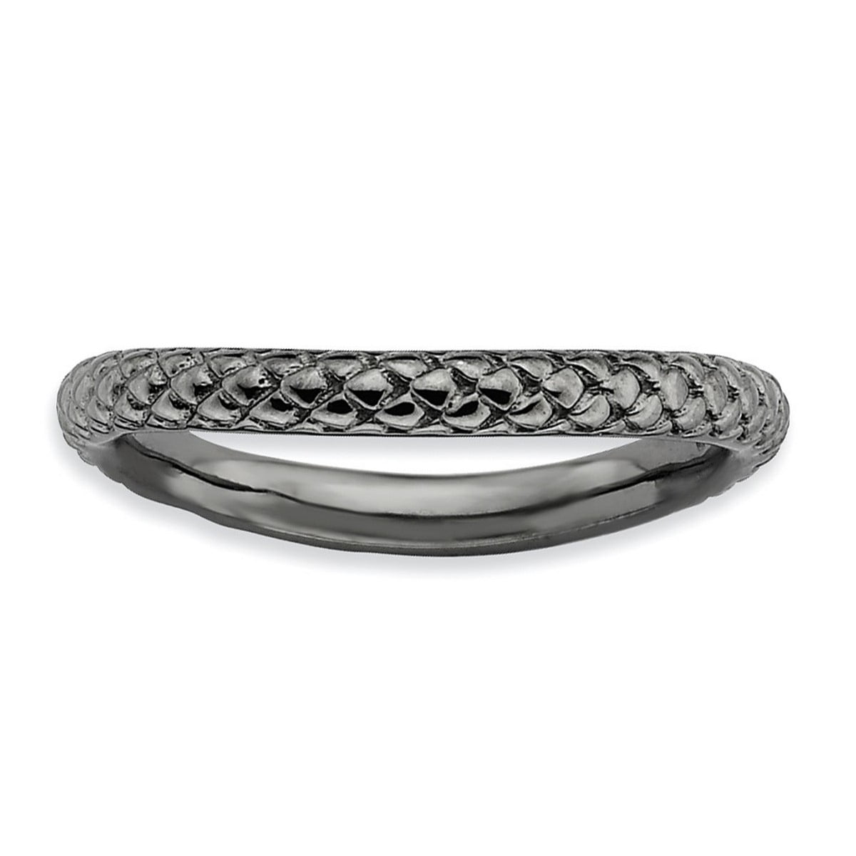 2.25mm 925 Sterling Silver Textured Patterned Ruthenium plating ...