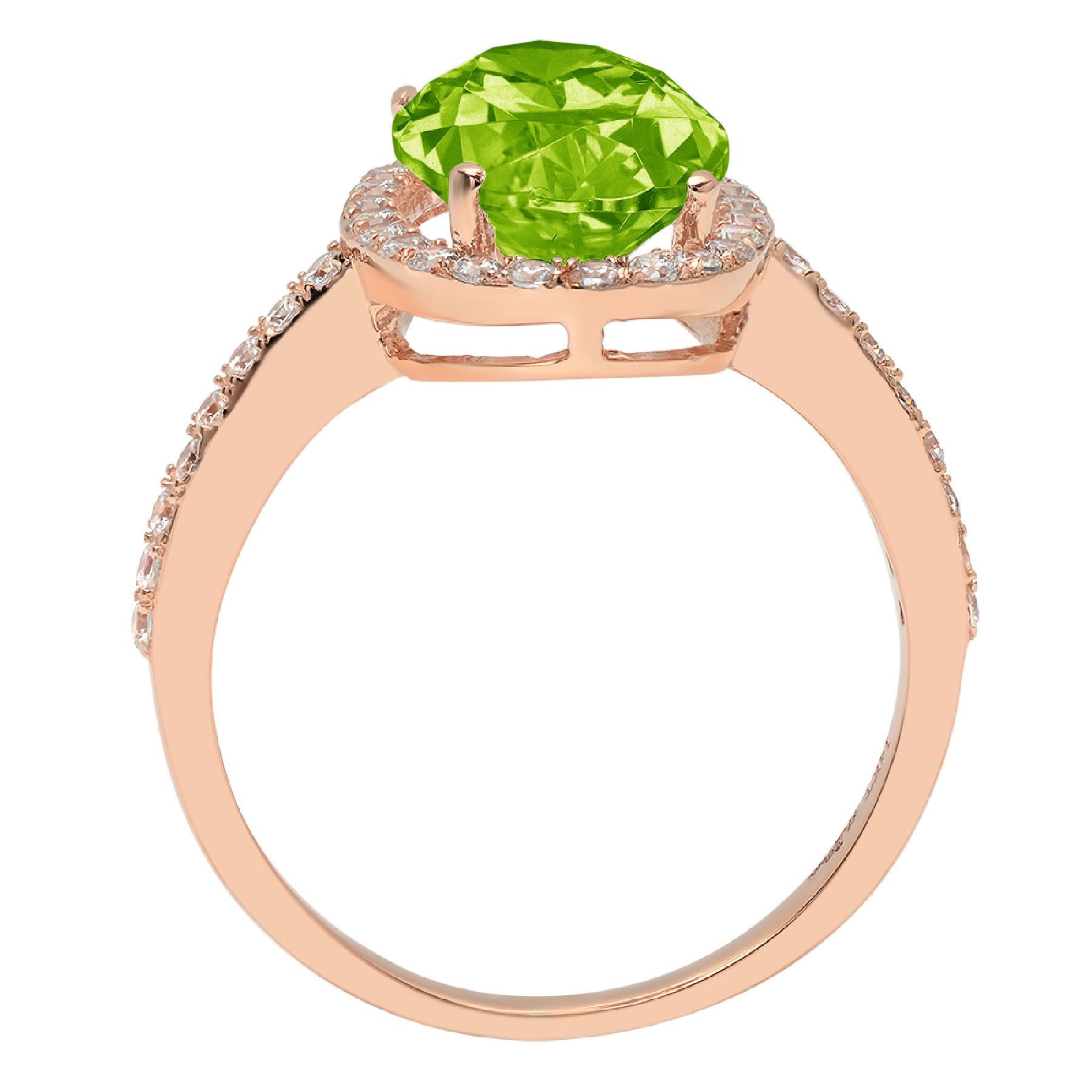 2.27 ct Oval Cut Natural Peridot Solitaire with Accents Engagement Ring ...