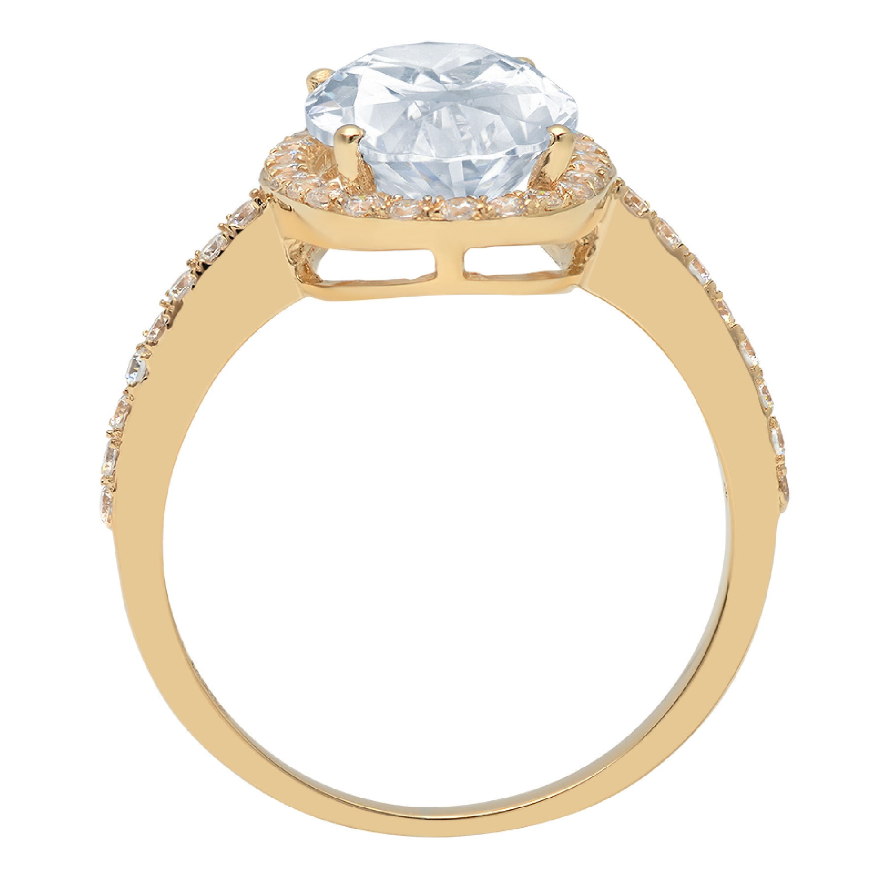2.27 ct Oval Cut Simulated Blue Diamond Solitaire with Accents Engagement Ring for Women in 18K ...