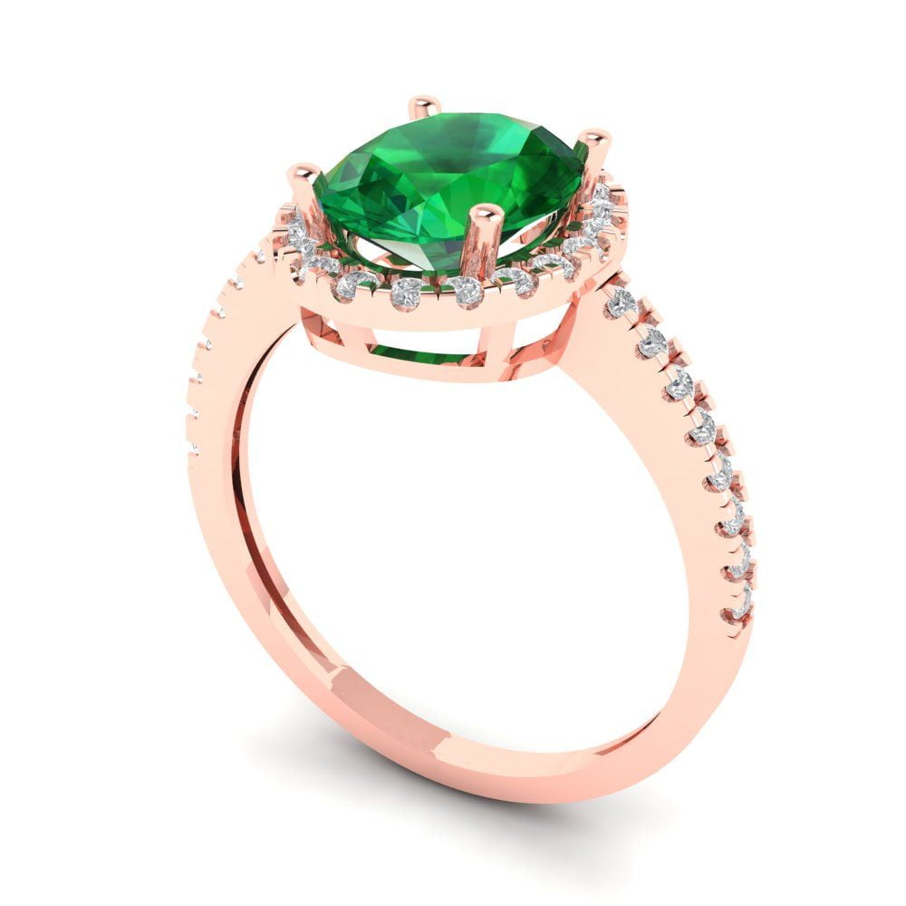2.27 ct Oval Cut Simulated Emerald Solitaire with Accents Engagement ...