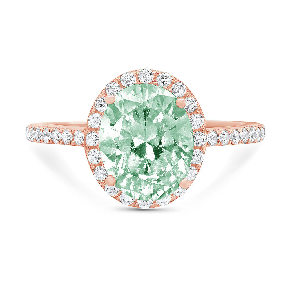 2.27 ct Oval Cut Simulated Green Diamond Solitaire with Simulated ...