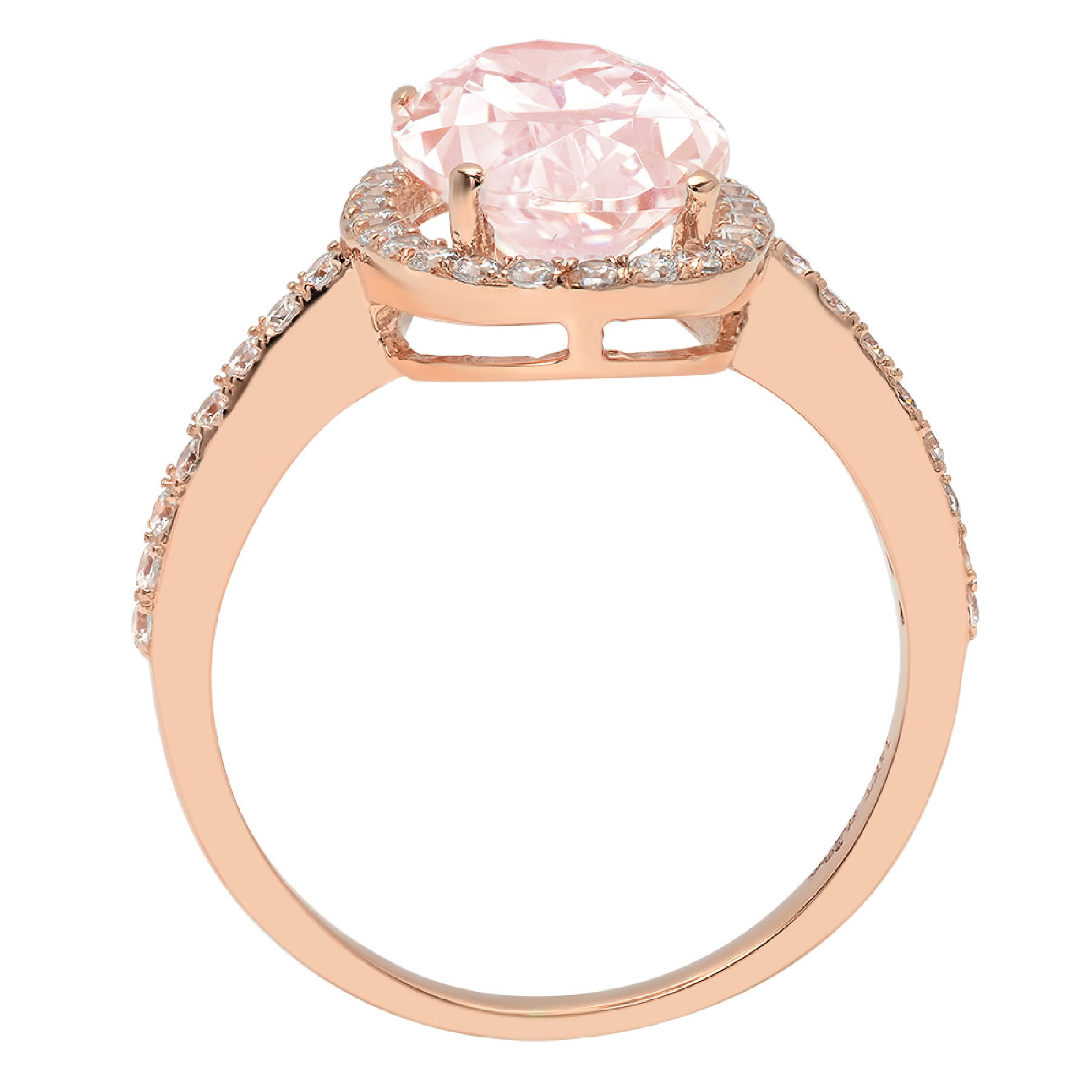 2.27 ct Oval Cut Simulated Pink Diamond Solitaire with Accents ...
