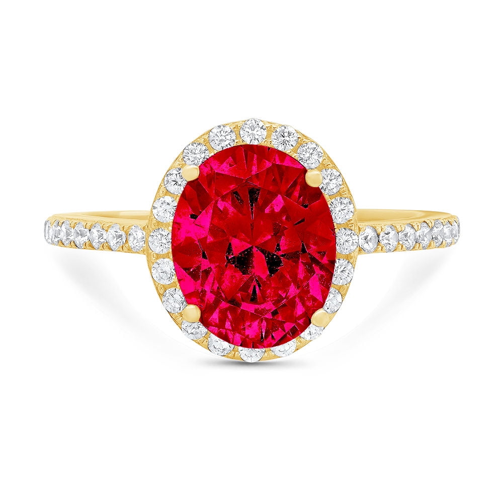 2.27 ct Oval Cut Simulated Ruby Solitaire with Simulated Diamond ...