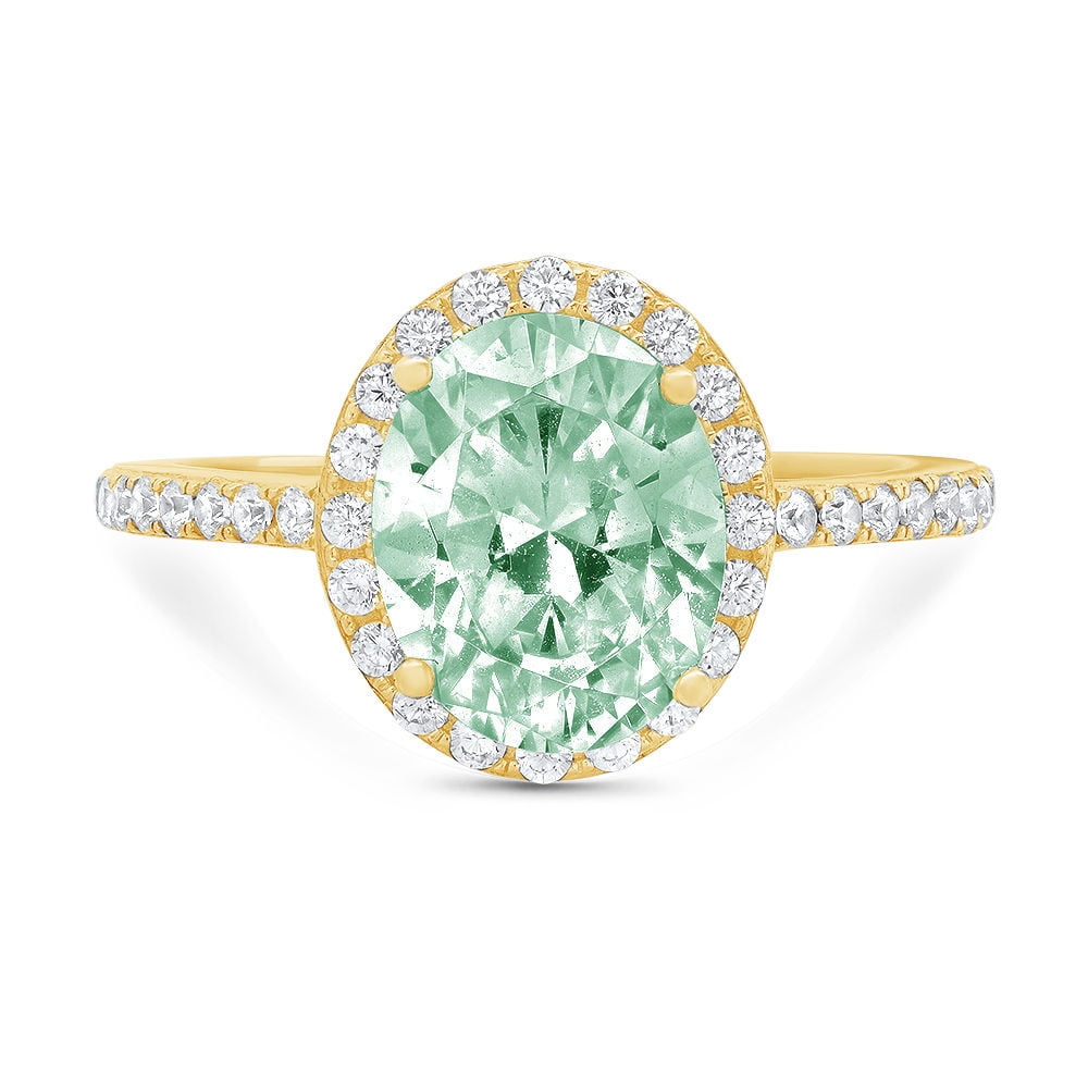 2.27ct Oval cut - Solitaire with Accents - Simulated Green Diamond ...