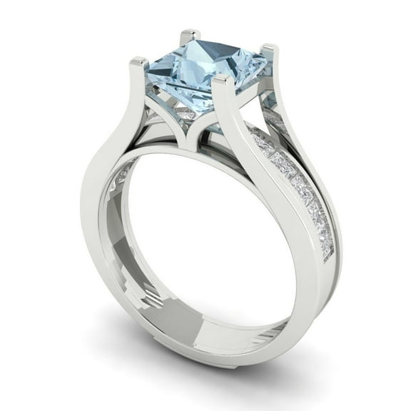 2.28 ct Brilliant Princess Cut Natural Onyx 14k White Gold Solitaire ...