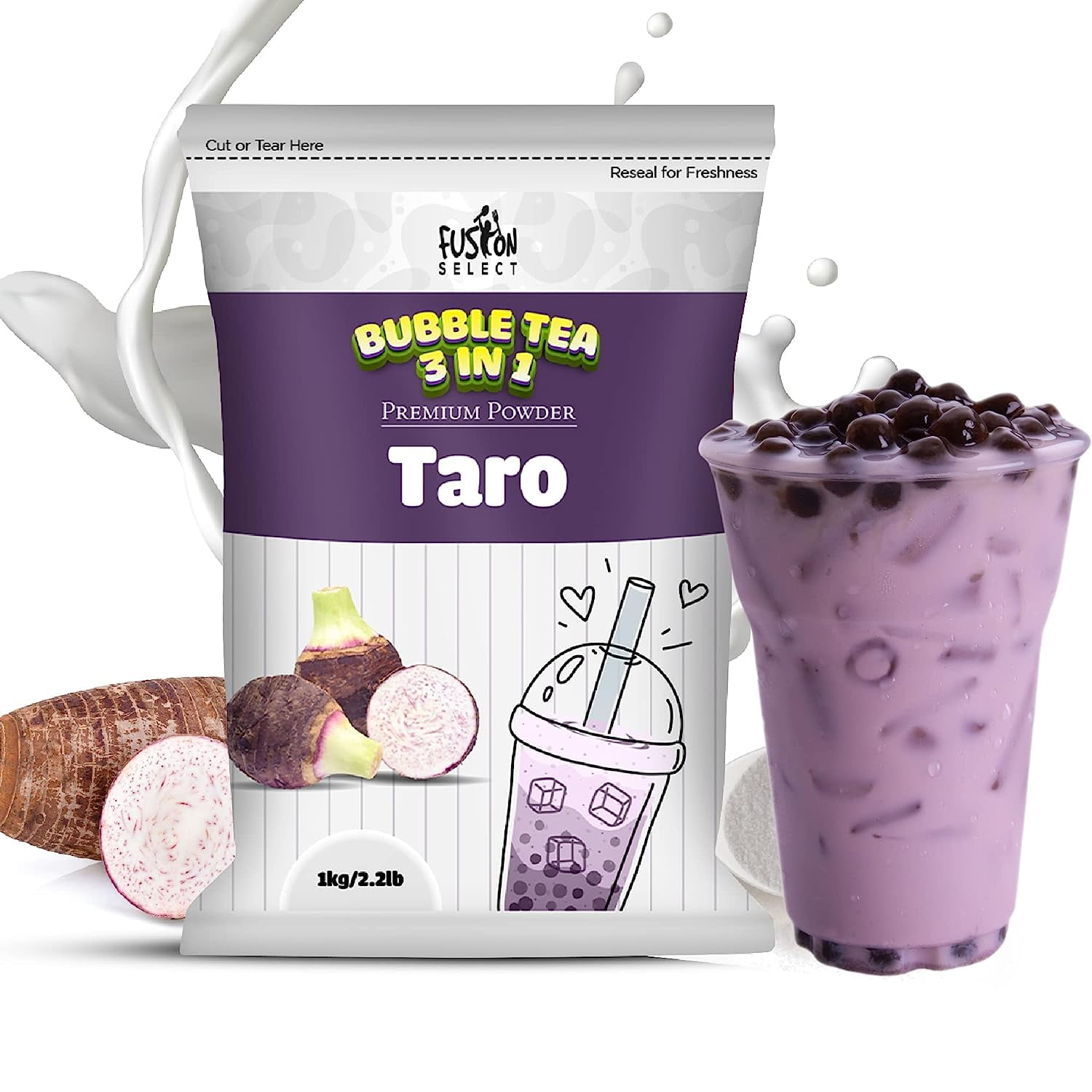2.2Lb Taro Milk Tea Powder, Taro Powder For Bubble Tea Flavored 3-In-1 ...