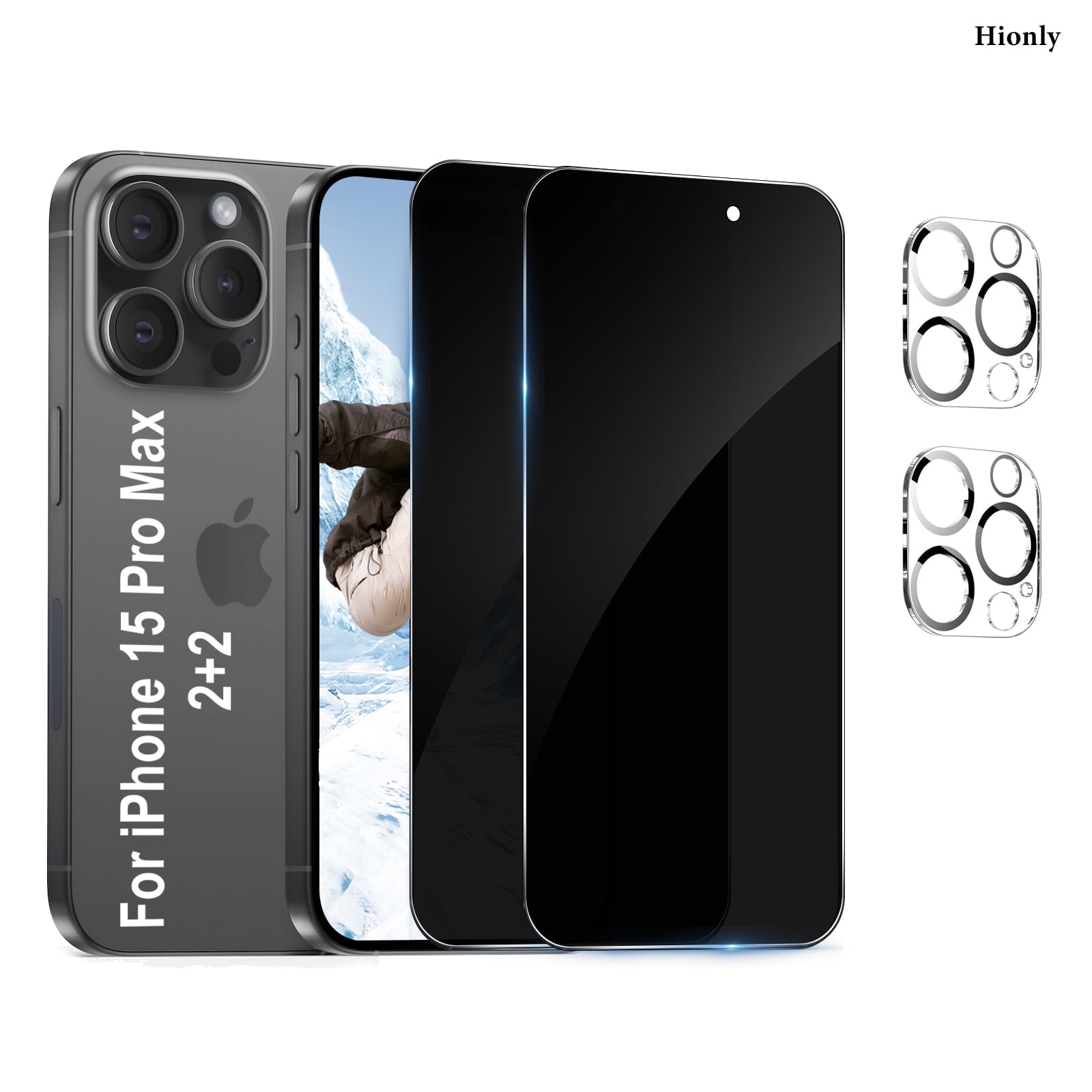 iPhone 15 Pro Max Privacy Screen Protector & Camera Lens Film, 9H ...