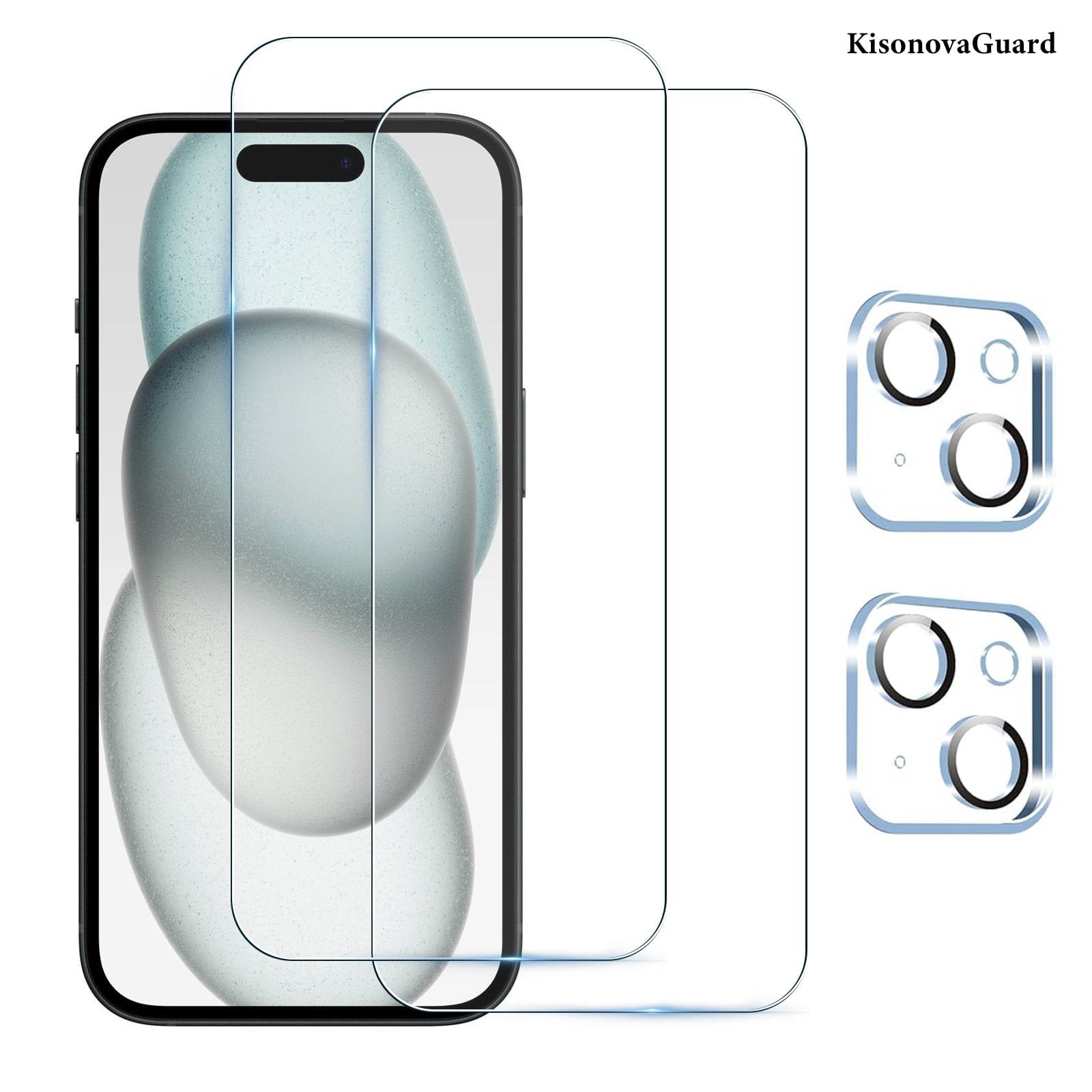 [2+2Pack]For iphone 15 Screen Protector with Camera Lens Protector ...