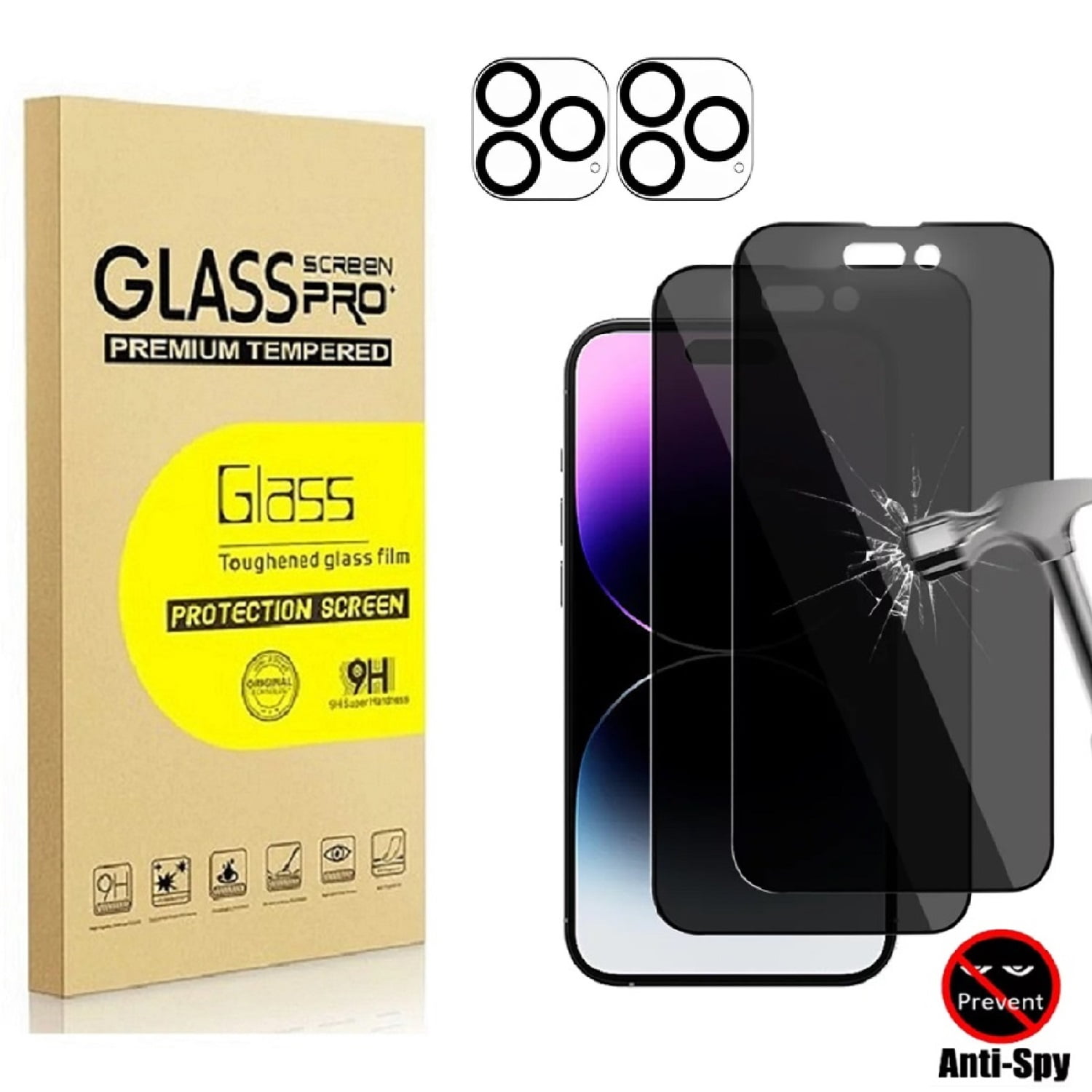 [2+2Pack] for iPhone 14 Pro Max Privacy Screen Protector and Camera ...