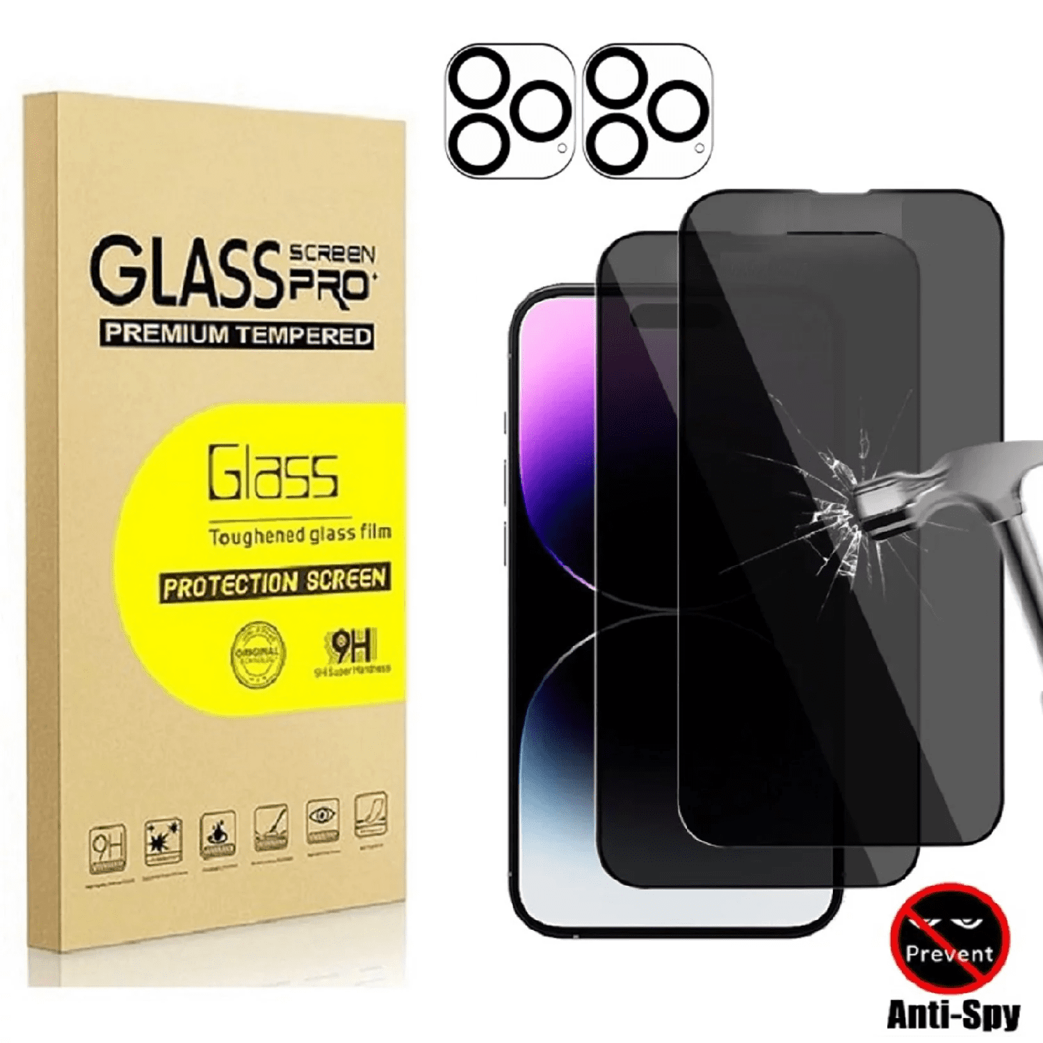 [2+2Pack] iPhone 11 Pro Max Privacy Screen Protector and Camera Lens ...