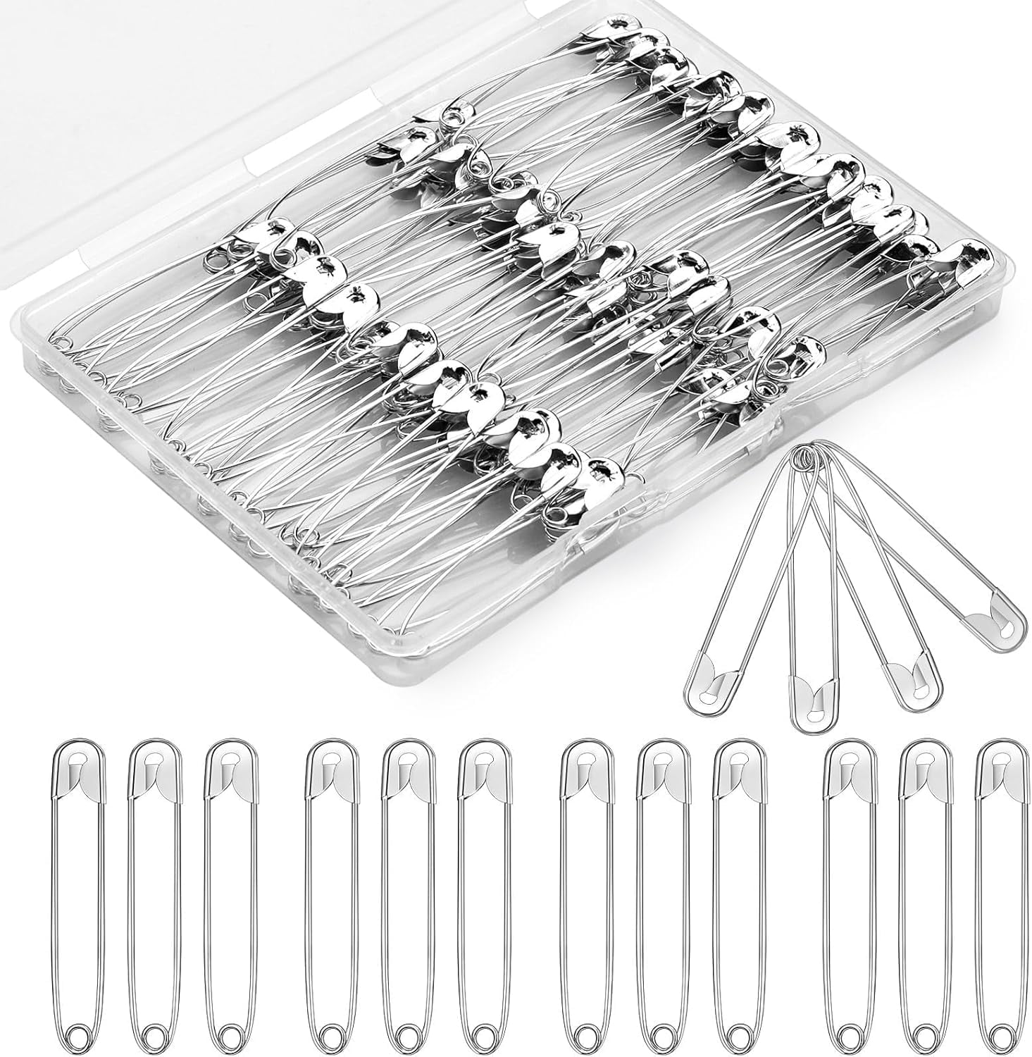 2.2inch/55cm Safety Pins Bulk, 100Pcs Heavy Duty Large Safety Pins for ...