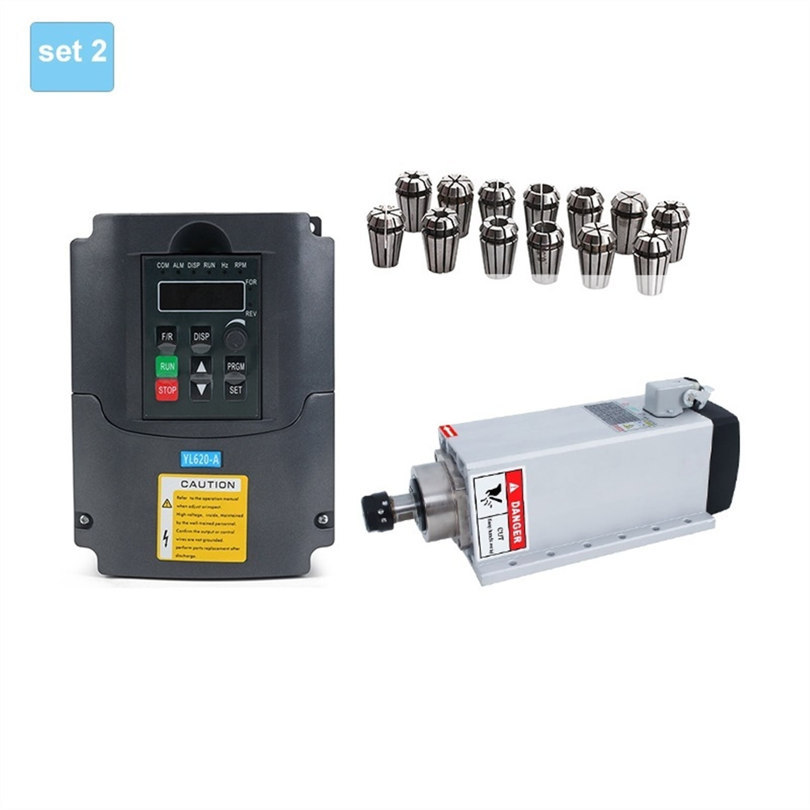2.2kw 2200w Air-cooled Square Spindle Motor Kit Spindle +2.2kw 220V ...