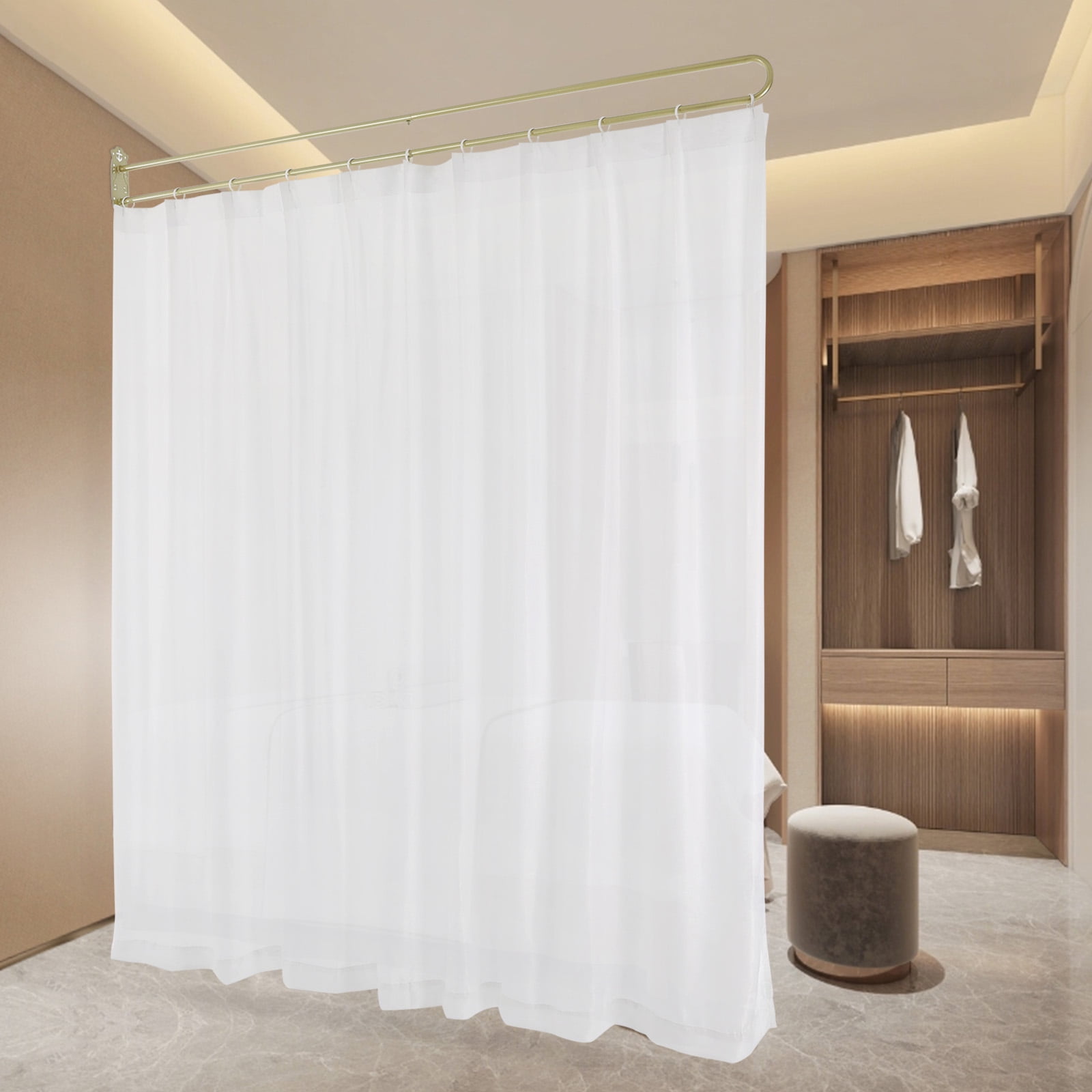 2.2m Height U-shaped Rod Privacy Partition Curtain- White Curtain And ...