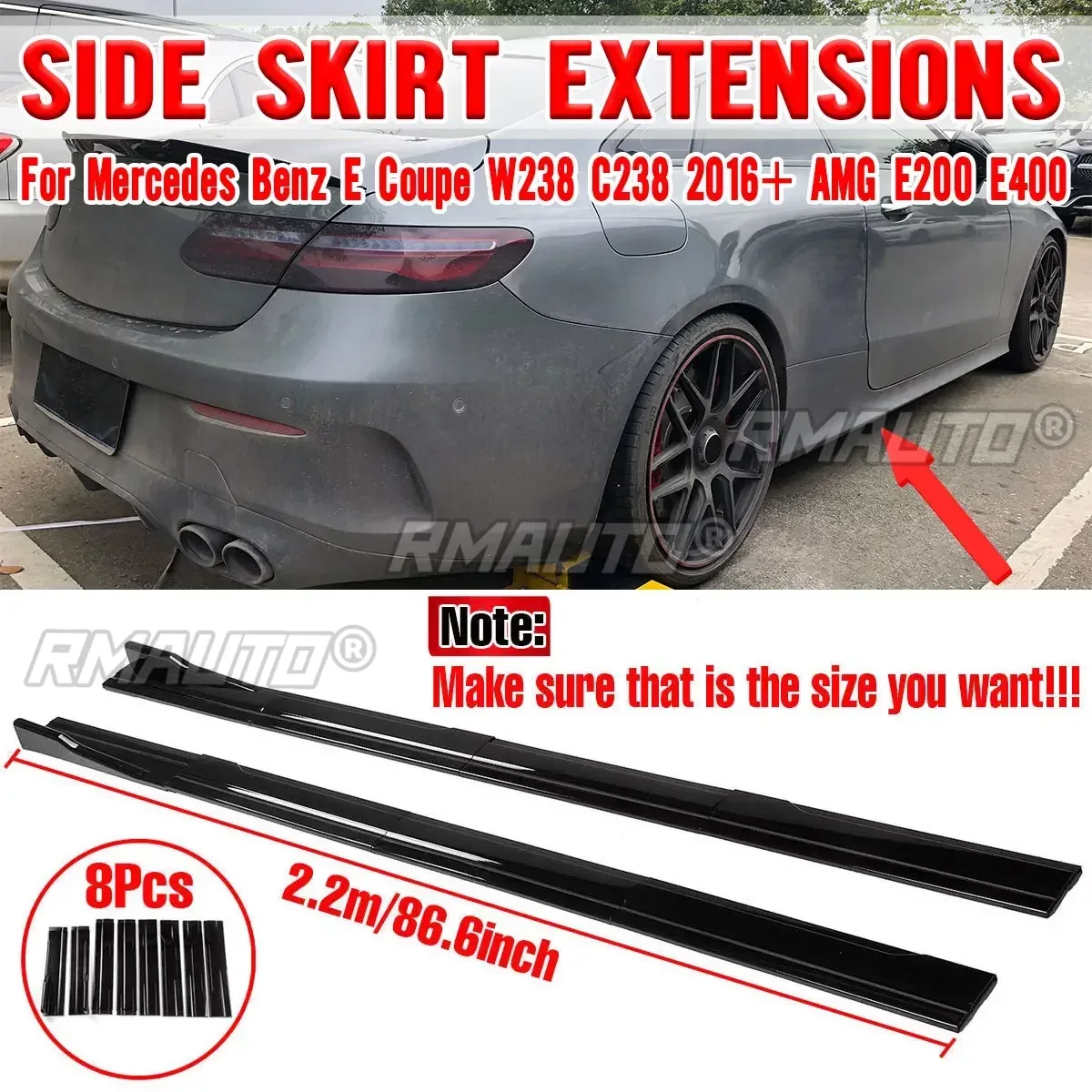 2.2m Side Skirts Extension Rocker Splitters Diffuser Winglet Wings For ...