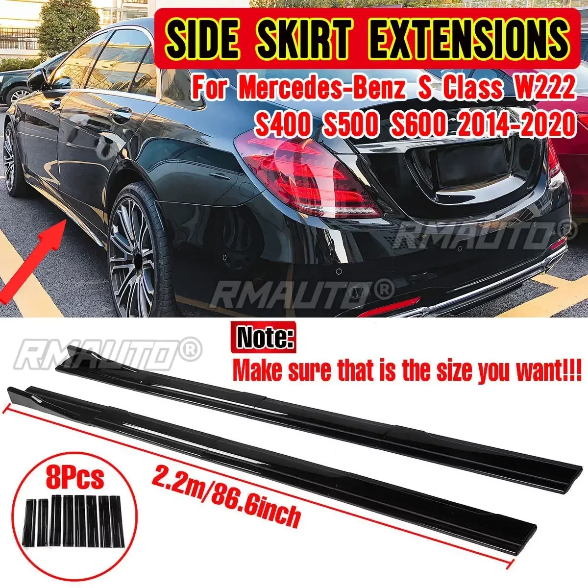 2.2m Side Skirts Extension Rocker Splitters Diffuser Winglet Wings For ...