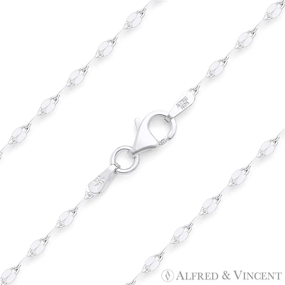 2.2mm Diamond-Cut Flat Coffee Link Chain Necklace in Plain .925 ...