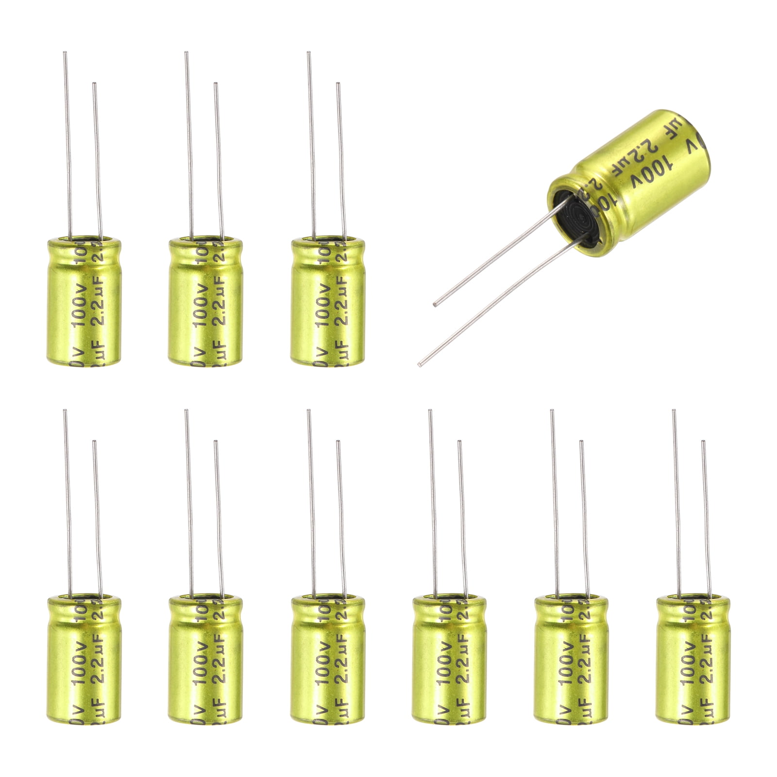 2.2uF 100V Non-Polarized Electrolytic Capacitor, 10mm x 17mm Aluminum Audio Capacitors for DIY ...