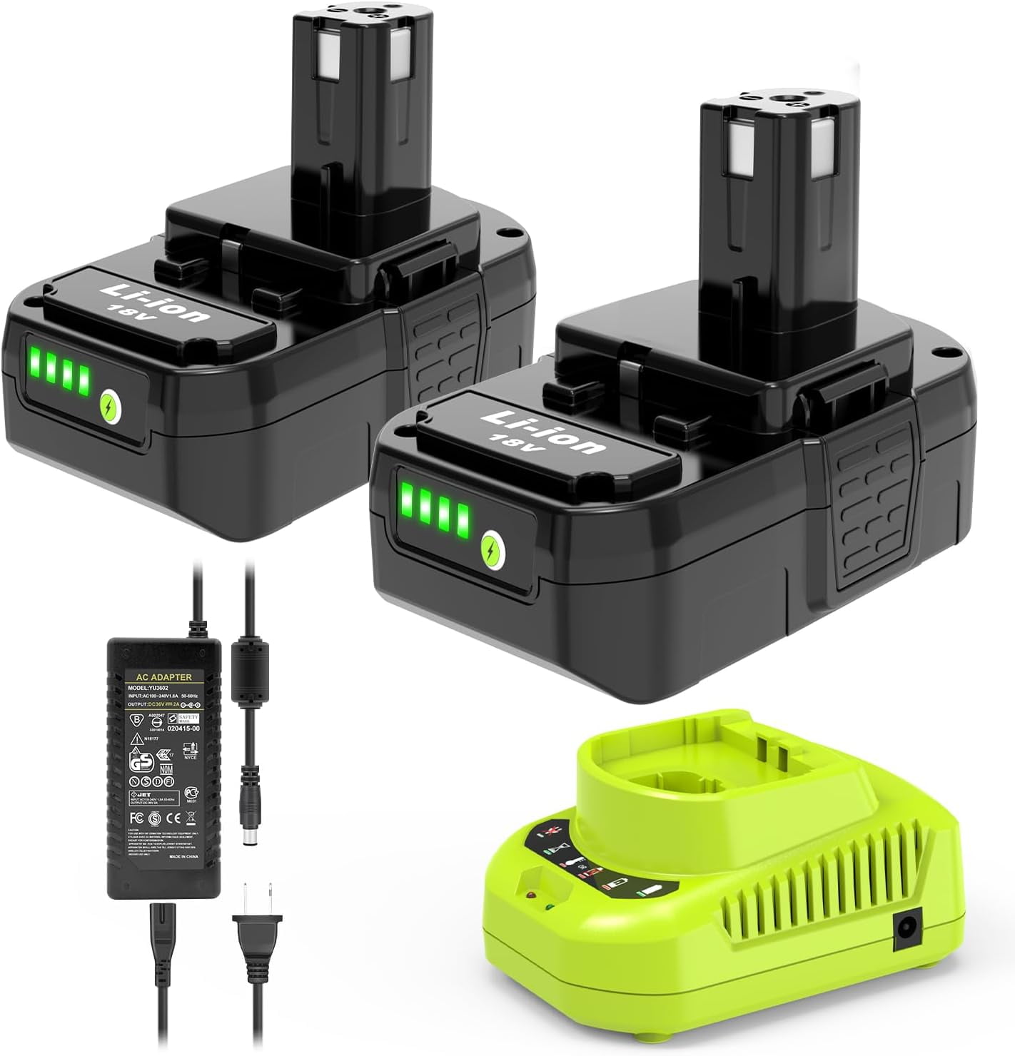 2- 3.0Ah 18V and Replacement for Ryobi 18V and P103 P104 Compatible ...