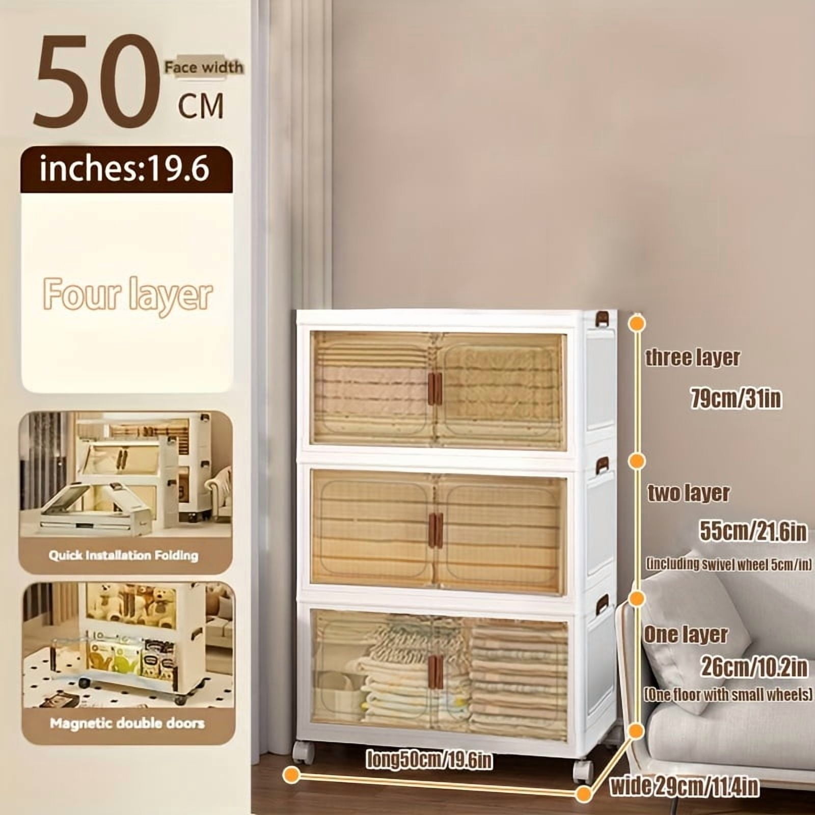 2/3/4/5-Layer Folding Storage Locker - Large Double-Door Cabinet with ...