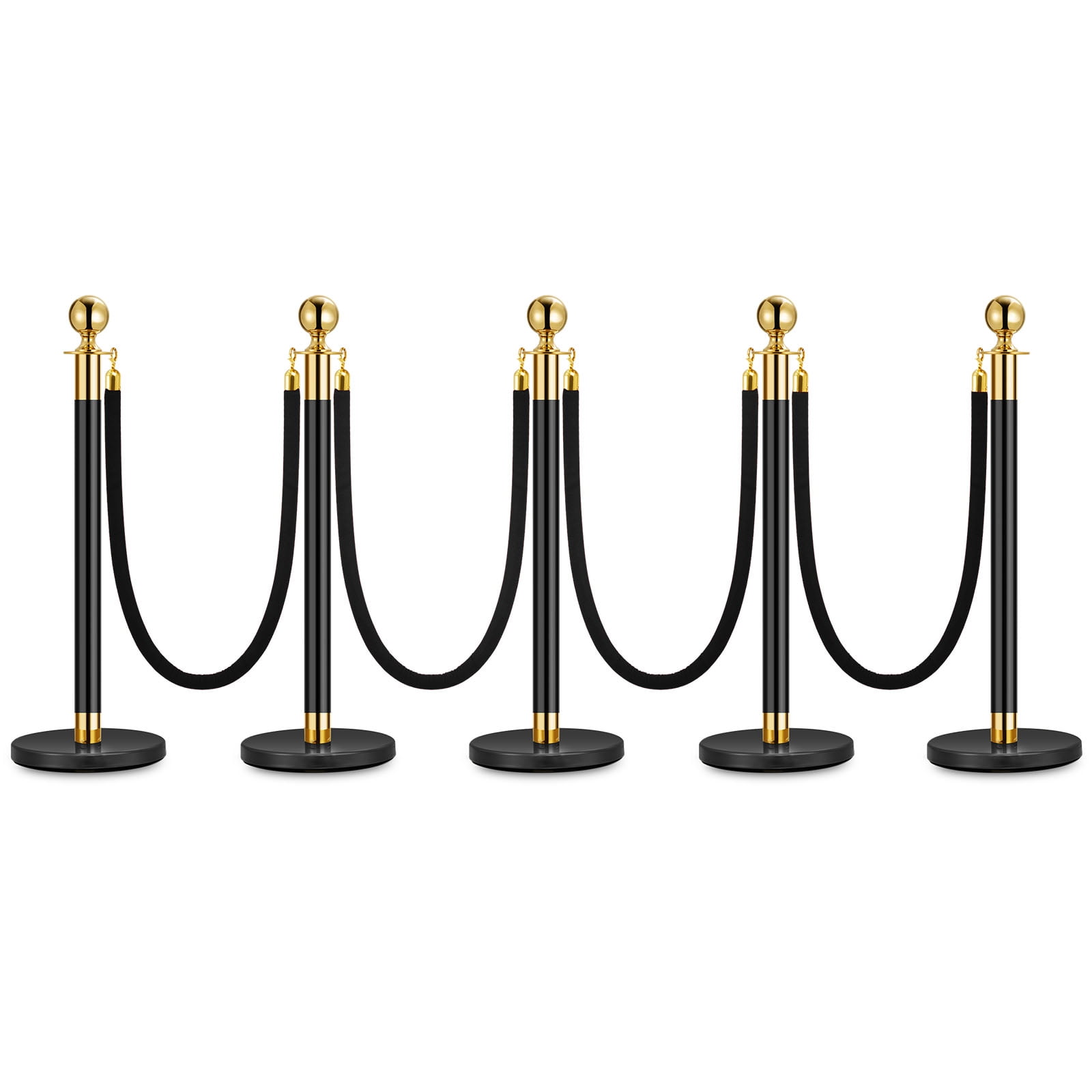 2/3/4/5 Pcs Black Stanchion Posts Queue with Black Velvet Rope, Velvet ...