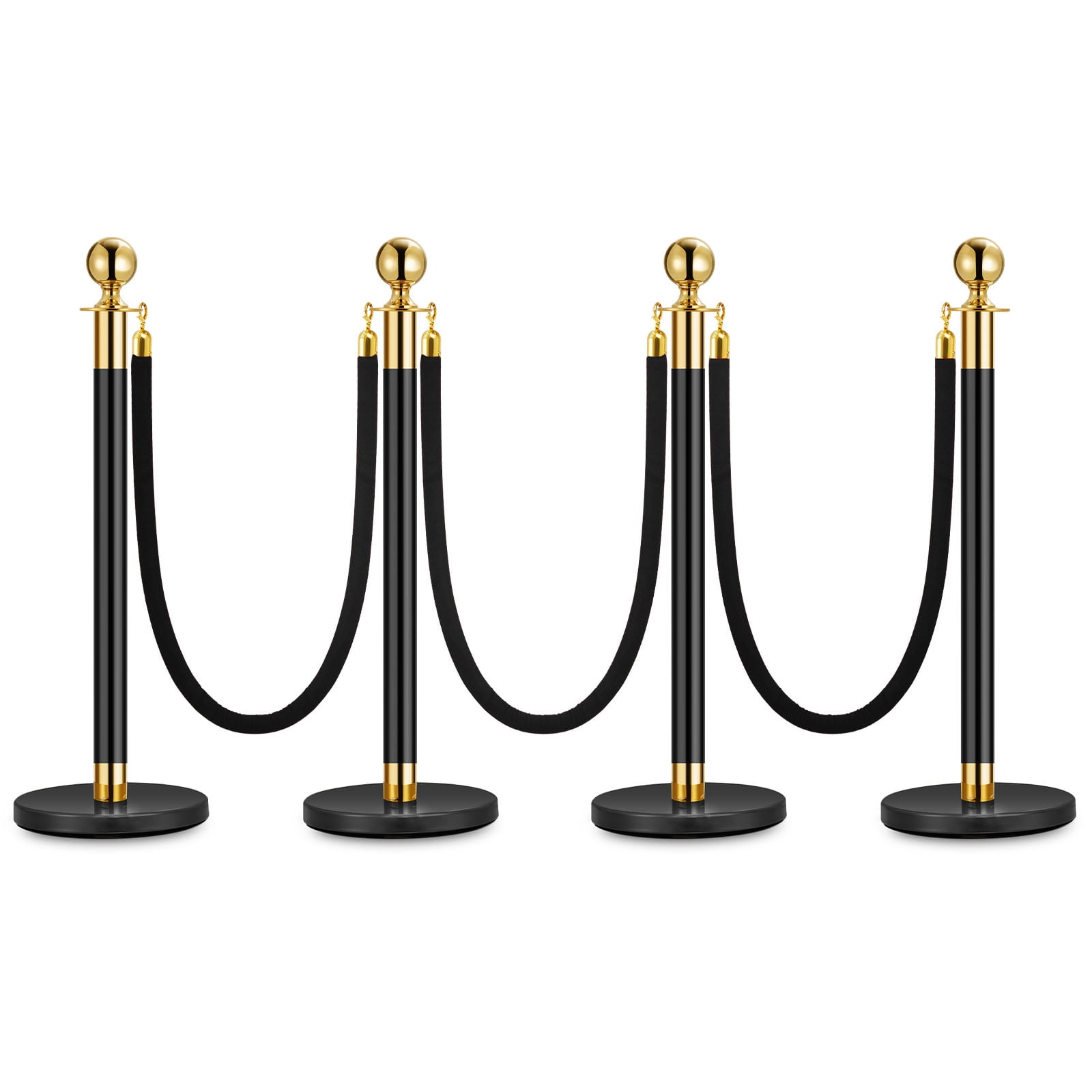 2/3/4/5 Pcs Black Stanchion Posts Queue with Black Velvet Rope, Velvet ...
