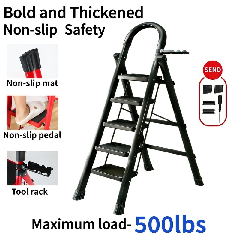 2,3,4,5 Step Heavy-Duty Folding Ladder, Multi-Functional Thick Metal ...