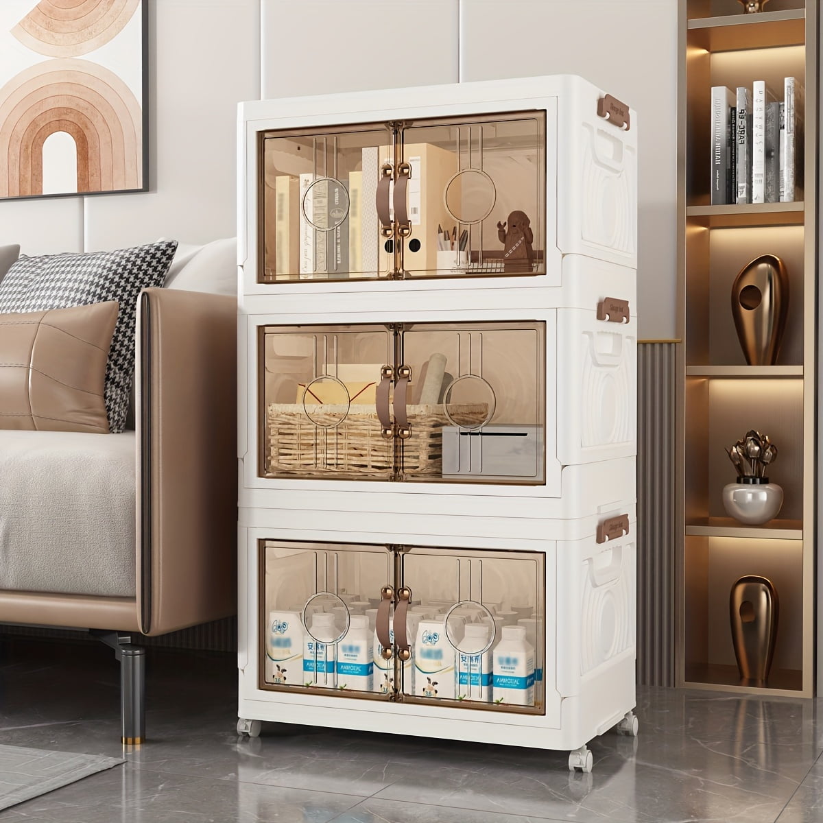 2/3/4/5-Tier Heavy-Duty Plastic Storage Cabinet - Lockable Doors ...