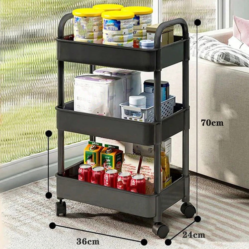 2/3/4/5 Tier Plastic Rolling Trolley Clothes Storage Locker with Wheels ...