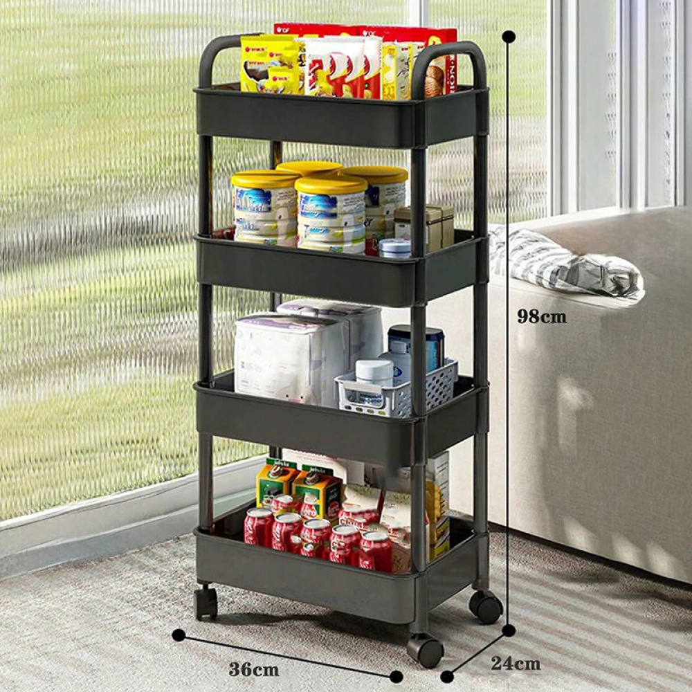 2/3/4/5 Tier Plastic Rolling Trolley Clothes Storage Locker with Wheels ...