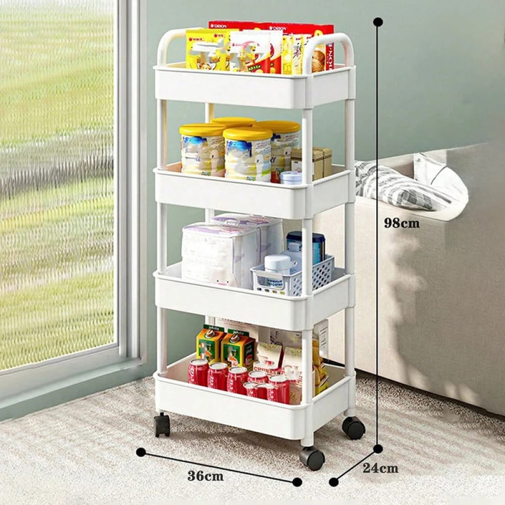 2/3/4/5 Tier Plastic Rolling Trolley Clothes Storage Locker with Wheels ...