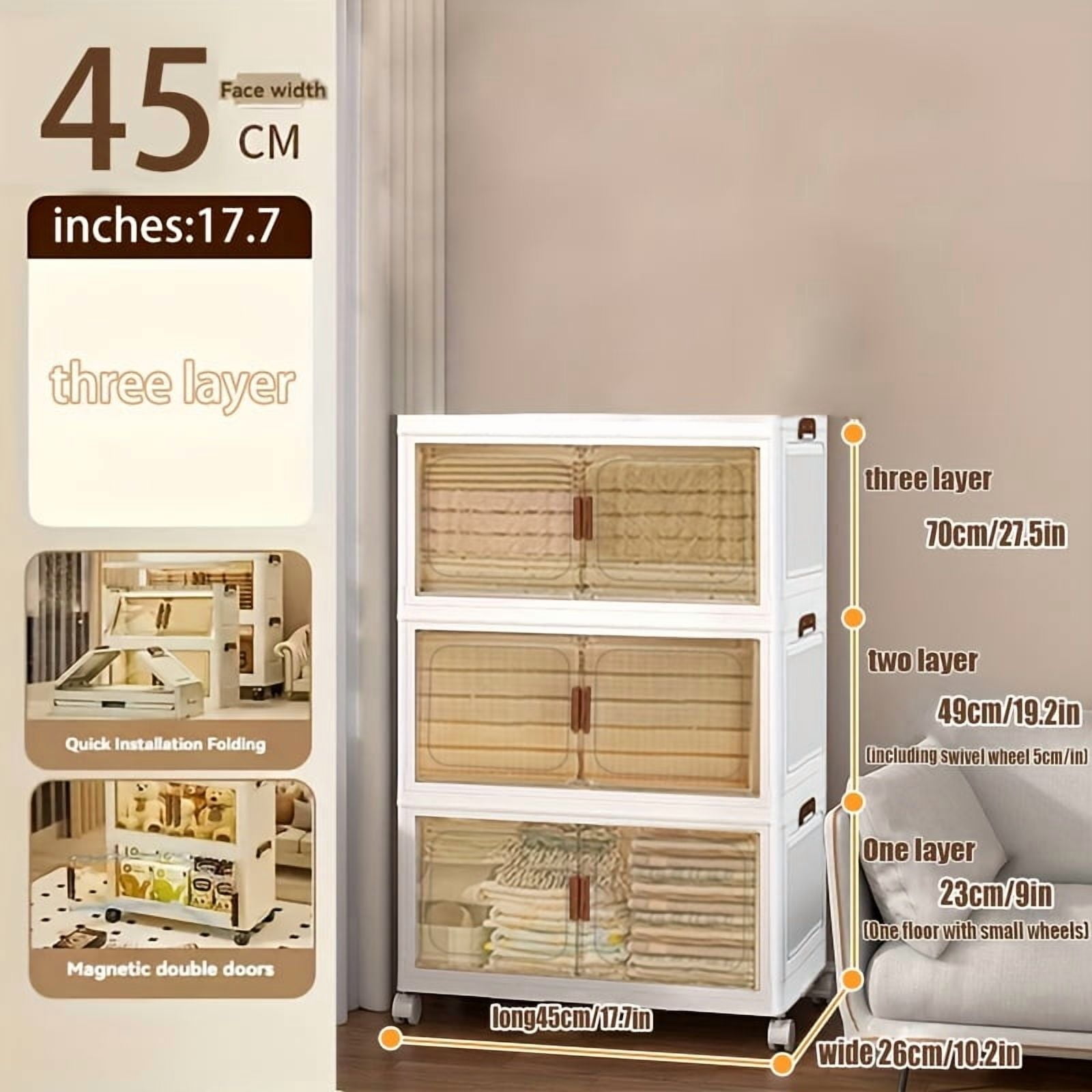 2/3/4/5-layer Stackable Storage Boxes with Lids and Doors, Foldable ...